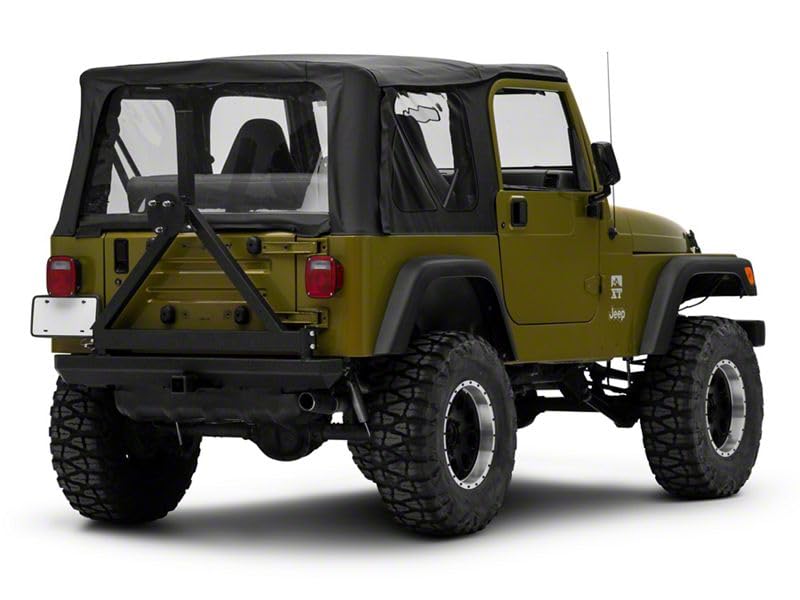 Redrock 4x4 Rock Crawler Rear Bumper with Tire Carrier; Textured Black Compatible with 87-06 Jeep Wrangler YJ & TJ