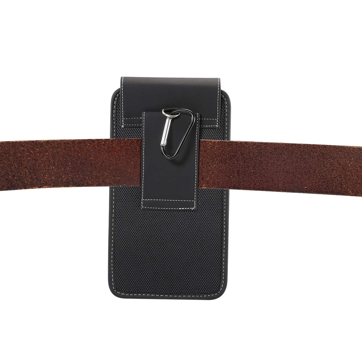 Universal Vertical Phone Holster Case with Belt Loop Carabiner Clip Carrying Pouch for Google Pixel 6 / Pixel 4 XL / Pixel 3a XL, Galaxy S21 Plus / S20 FE / S10 Plus / Note 20 / Note 10+ Plus, TCL 10L