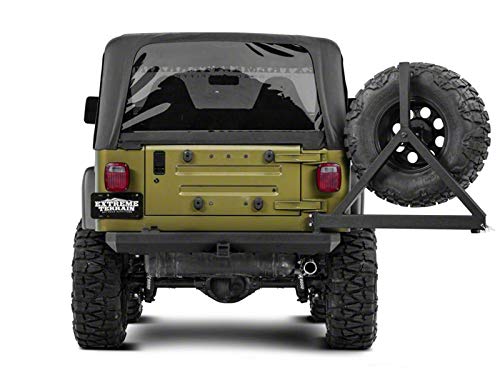 Redrock 4x4 Rock Crawler Rear Bumper with Tire Carrier; Textured Black Compatible with 87-06 Jeep Wrangler YJ & TJ
