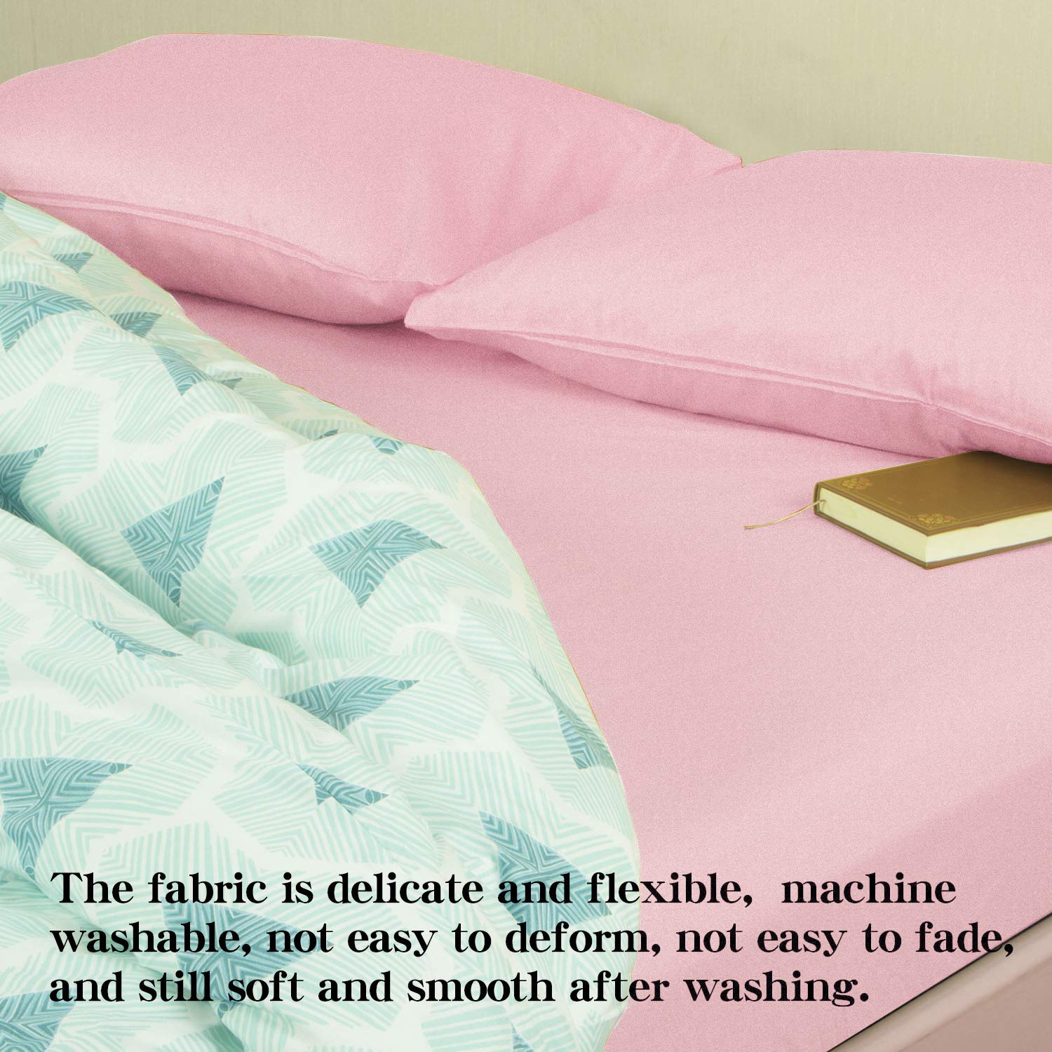 NTBAY Twin Fitted Sheet Only - Brushed Microfiber Deep Pocket Fitted Sheet - Soft, Wrinkle-Free, Fade-Resistant, Stain-Resistant, Hotel Quality Fitted Bed Sheet, Pink