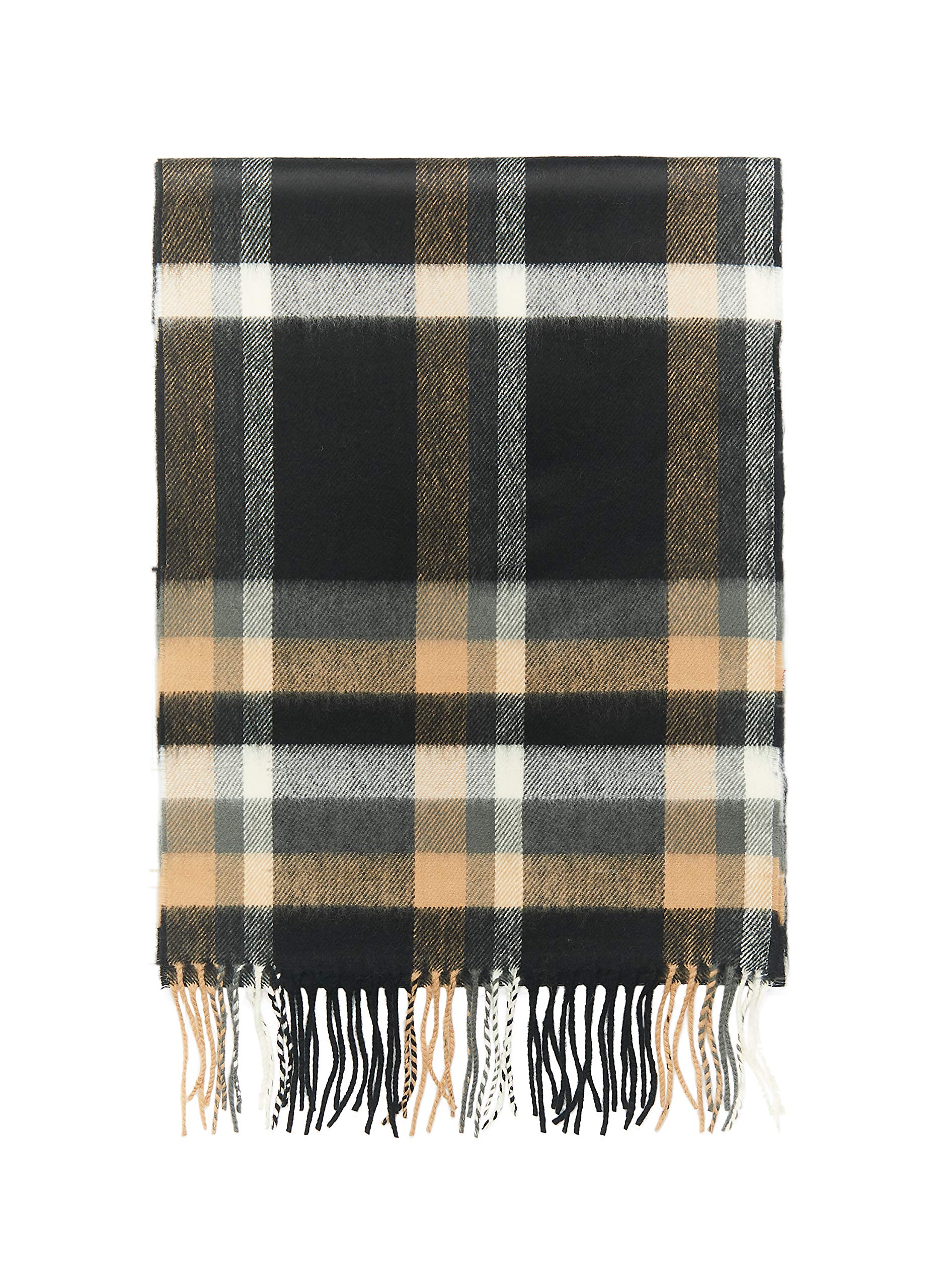 INVERNO Super Soft Luxurious Cashmere Feel Warm Winter Pattern Design Unisex Scarf (Black Tan Plaid)