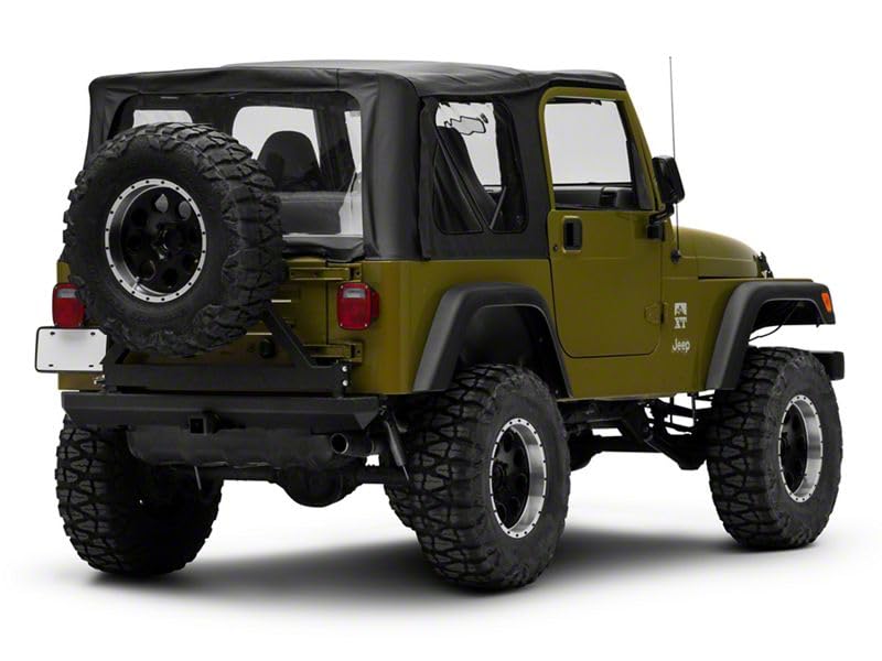 Redrock 4x4 Rock Crawler Rear Bumper with Tire Carrier; Textured Black Compatible with 87-06 Jeep Wrangler YJ & TJ