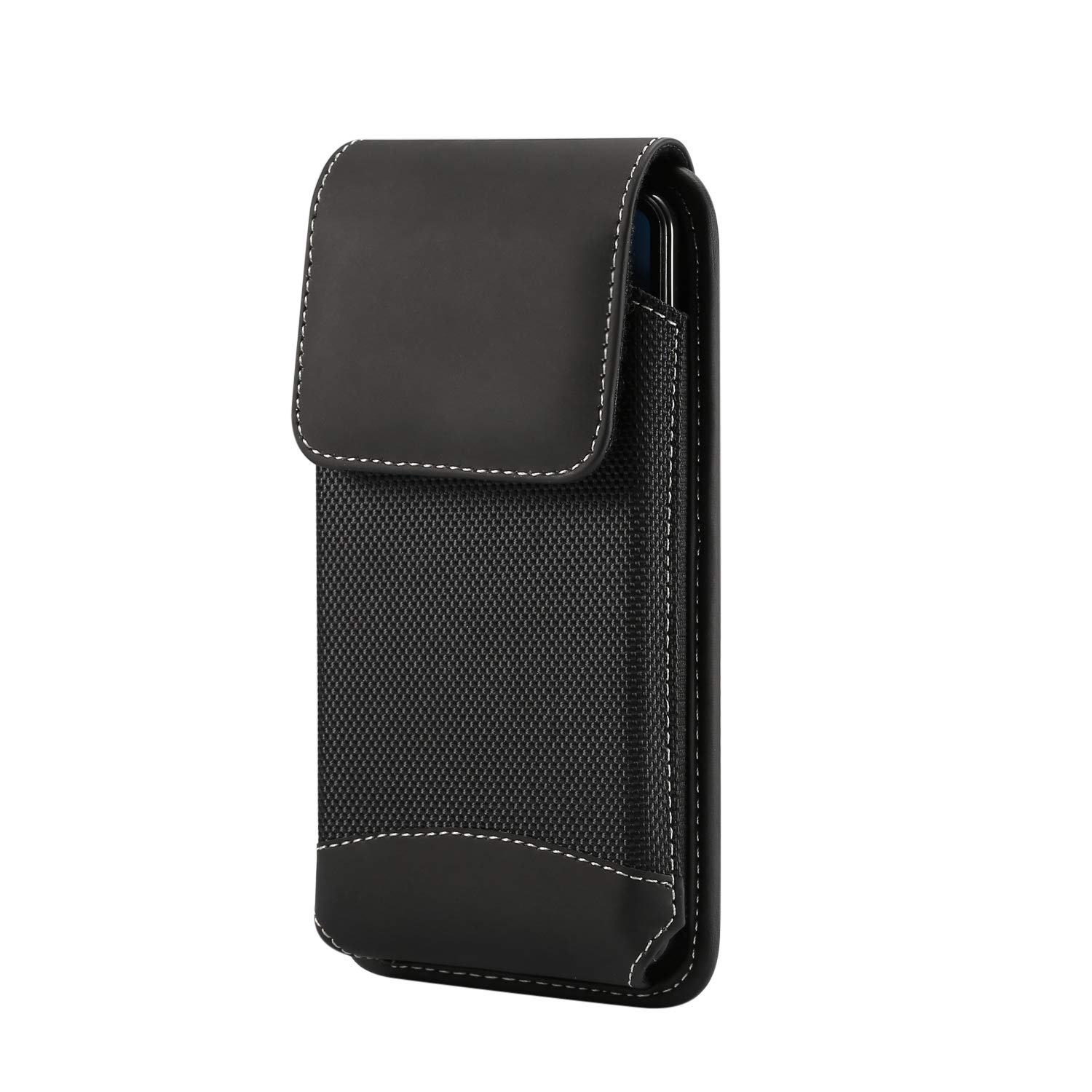Universal Vertical Phone Holster Case with Belt Loop Carabiner Clip Carrying Pouch for Google Pixel 6 / Pixel 4 XL / Pixel 3a XL, Galaxy S21 Plus / S20 FE / S10 Plus / Note 20 / Note 10+ Plus, TCL 10L