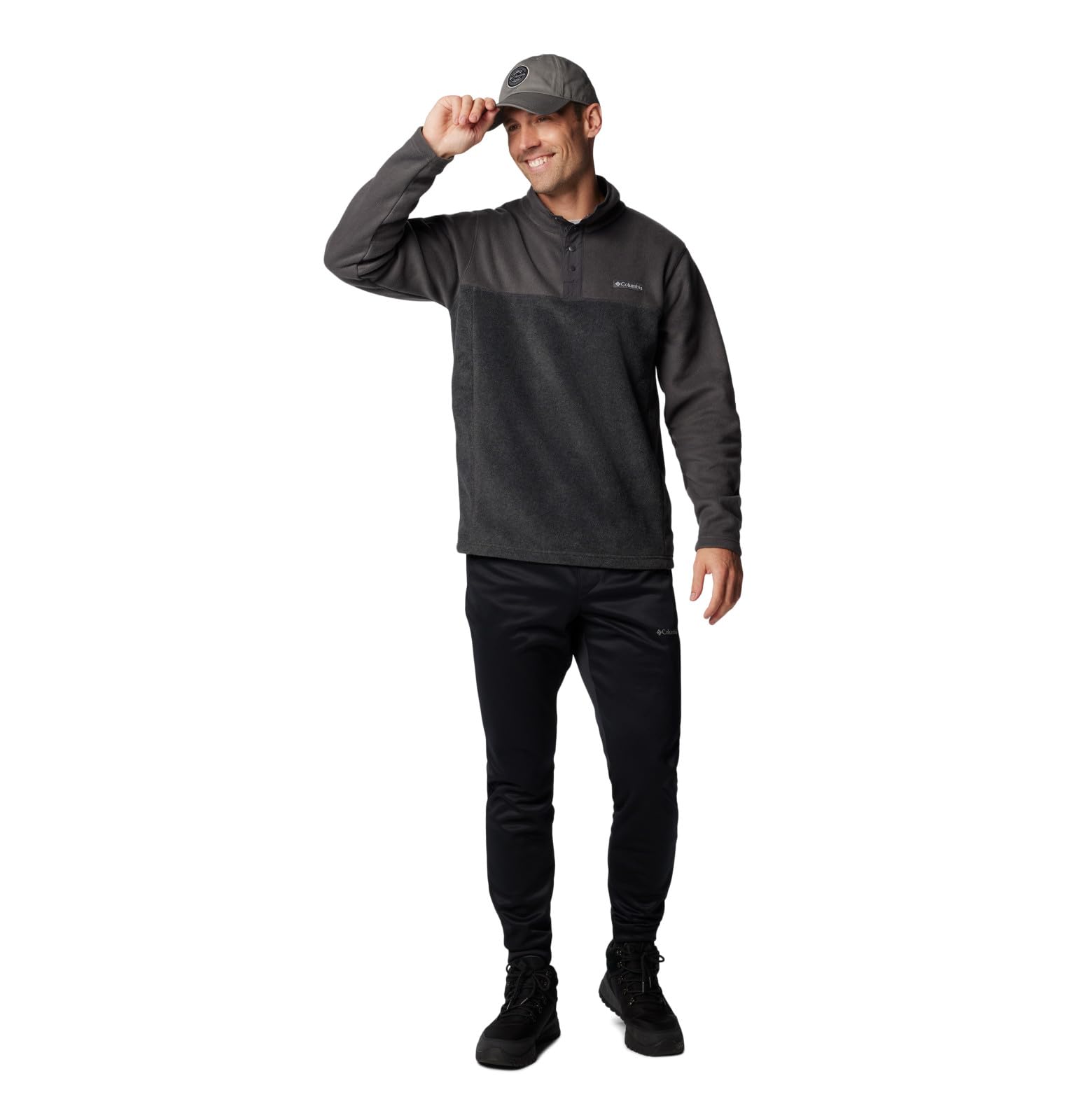 Columbia Men's Steens Mountain Half Snap, charcoal heather, shark, Large
