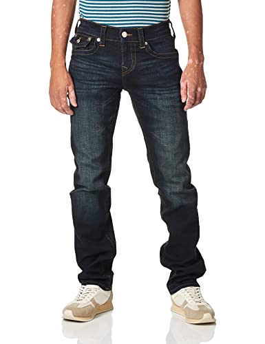 True Religion Men's Ricky Low Rise Relaxed Fit Straight Leg Jean with Back Flap Pockets, Last Call, 38W X 34L