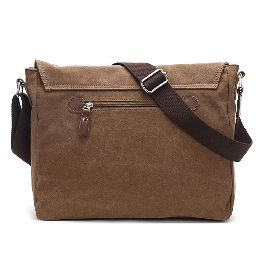 Unisex Messenger Bag Casual Canvas Bag Shoulder Sling Bag Satchel Messenger Bag for Men Work Office 13 inch Laptop Bag (Medium-Coffee)