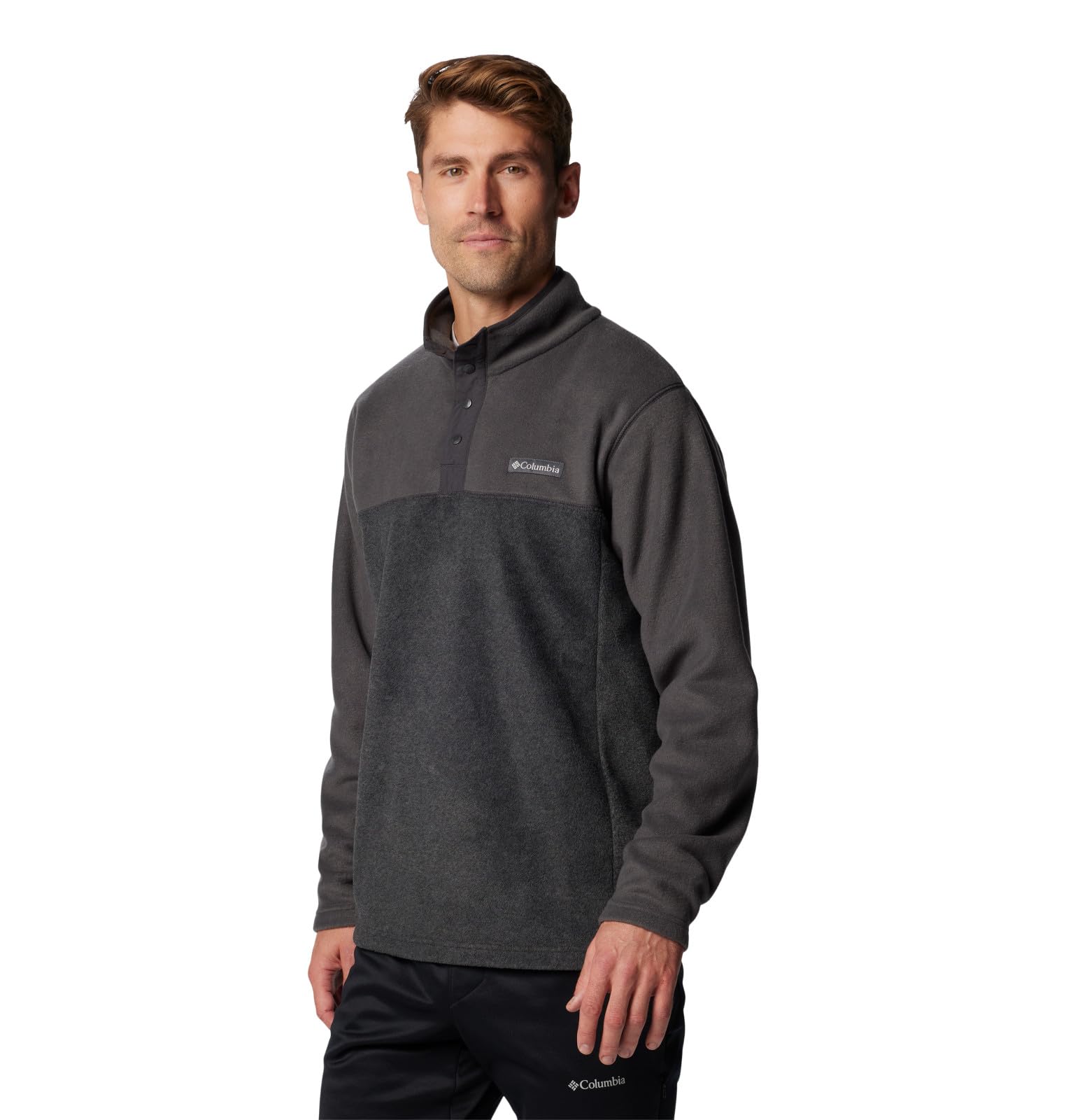 Columbia Men's Steens Mountain Half Snap, charcoal heather, shark, Large