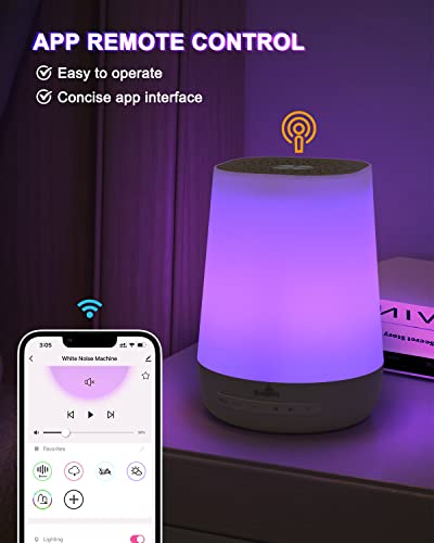 BABYMUST Baby White Noise Machine, Sound Machine with Night Light for Baby Sleeping, 34 Soothing Sounds, App Remote Control, Set Wake up & Sleep Schedule, Timer, Rechargeable, Portable for Travel