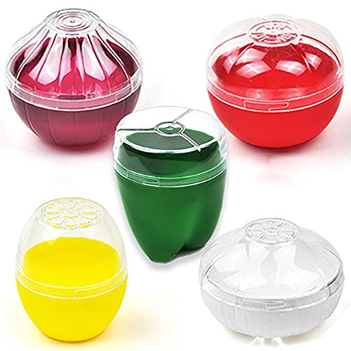 OUKEYI 5Pieces Fruit and Vegetable Storage Containers Reusable Refrigerator Box Storage Bowls Saver Holder Keeper for Green pepper, onion, Tomato, Lemon, and garlic ,Refrigerator Vegetable Crisper
