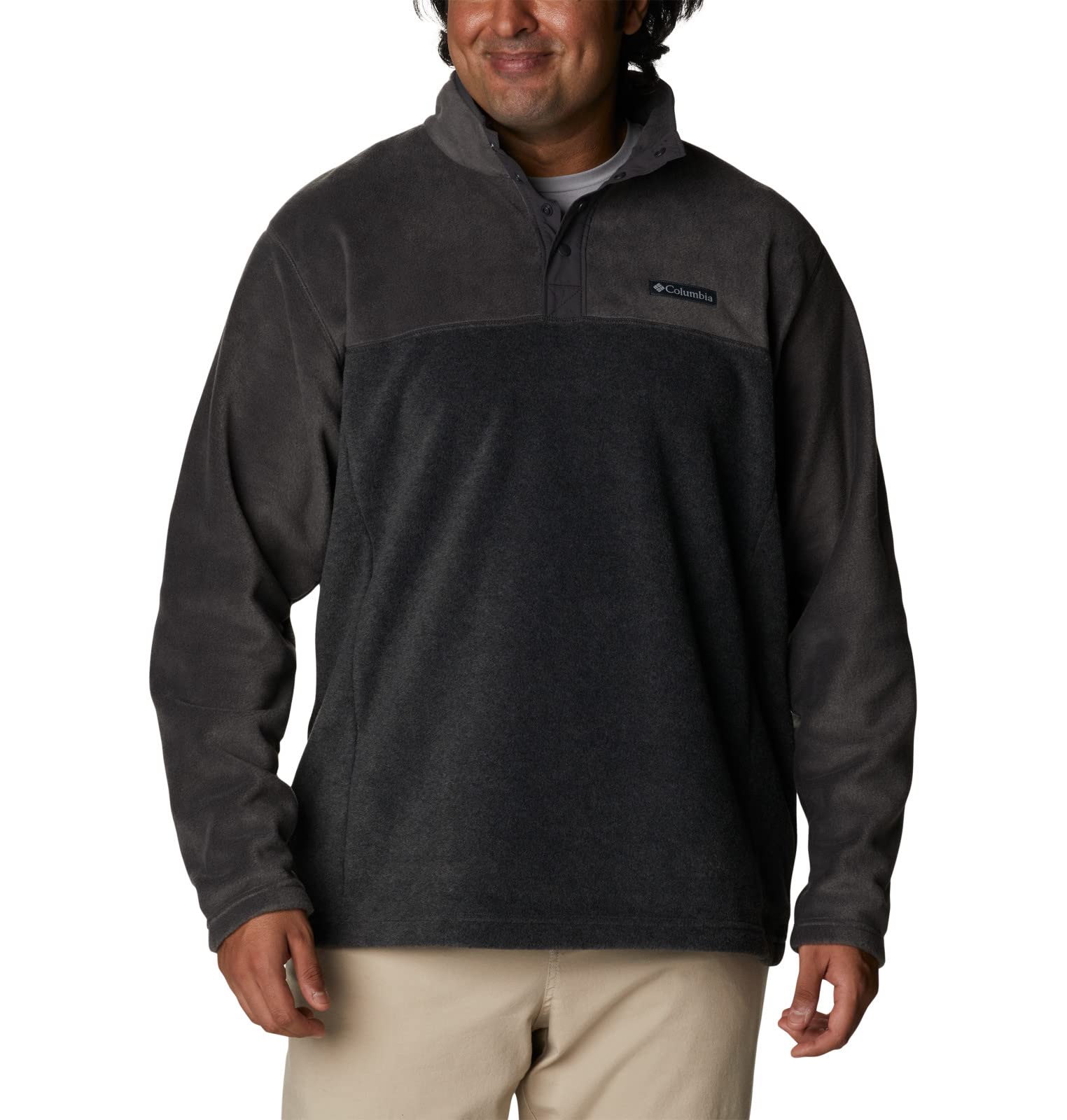Columbia Men's Steens Mountain Half Snap, charcoal heather, shark, Large