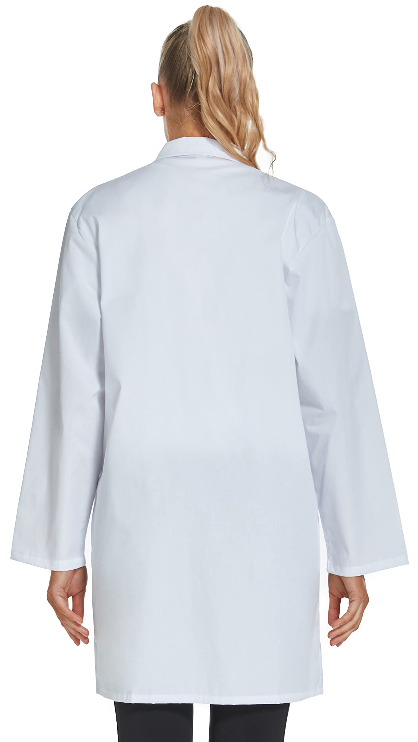 VOGRYE Professional Lab Coat for Women Long Sleeve, White, Unisex XL