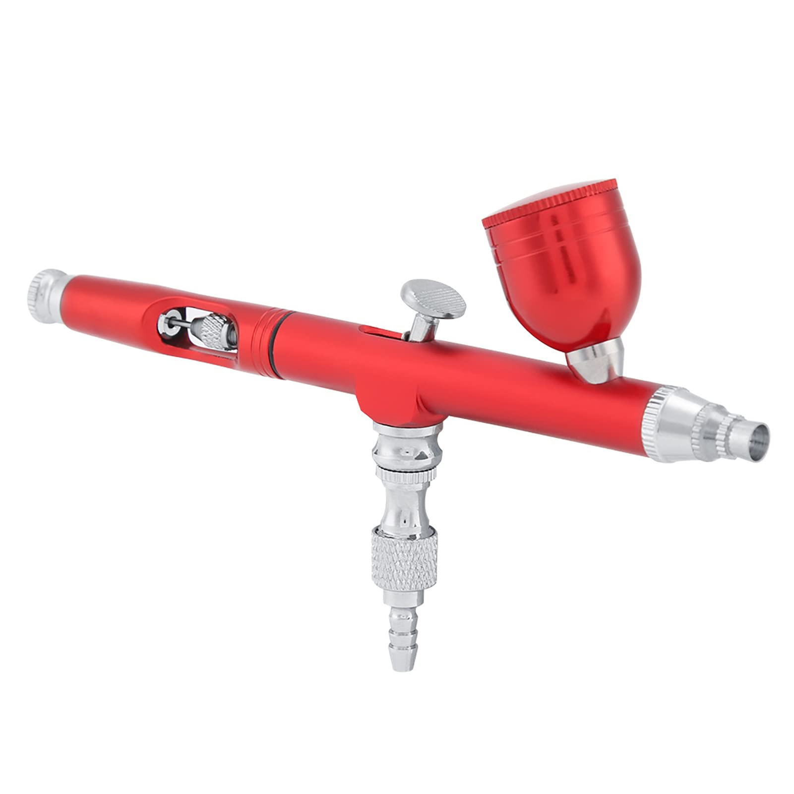 Paint Spray Pen Multi-Purpose Dual Action Feed Airbrush Kit Spray Air Brush Gun Tattoo Nail Tool 0.3mm (Red)