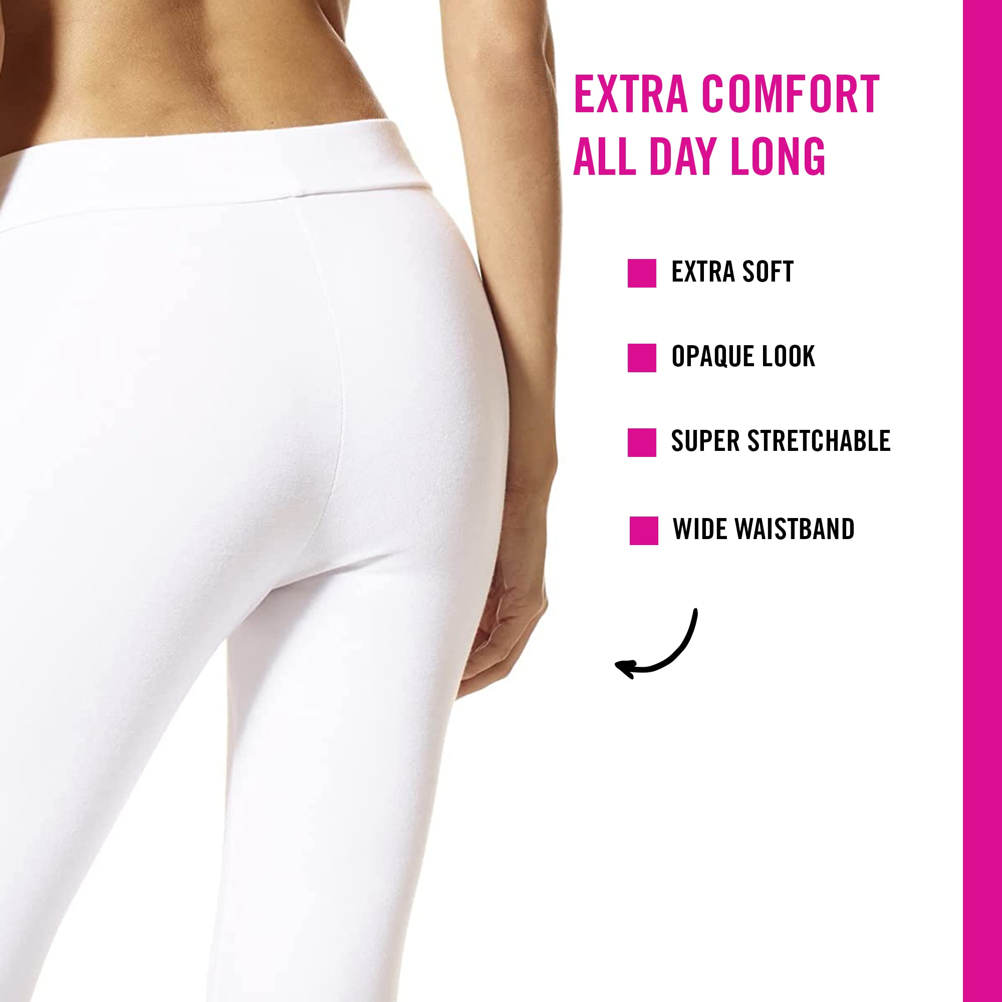 HUE Women's Plus Size Wide Waistband Blackout Cotton Capri Leggings, Assorted, White, 2X