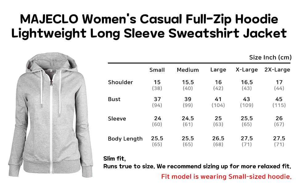 MAJECLO Women's Active Slim Fit Zip-Up Hoodie Jacket Long Sleeve Sweatshirt (Medium, Slim_Charcoal)
