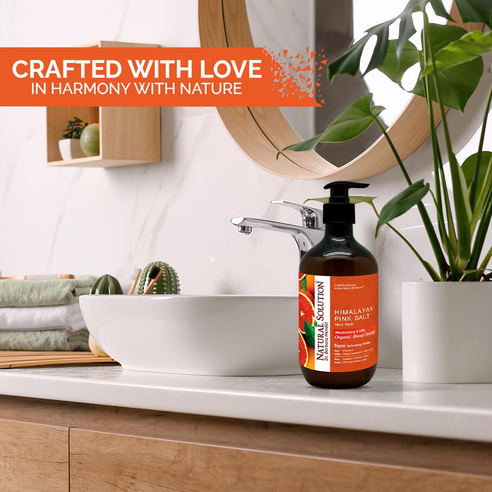 Natural Solution Hand Wash - Moisturizing Blood Orange & Himalayan Pink Salt Liquid Soap - 14 oz (Pack of 3) | Hydrating & Gentle Formula | Ideal for Daily Use