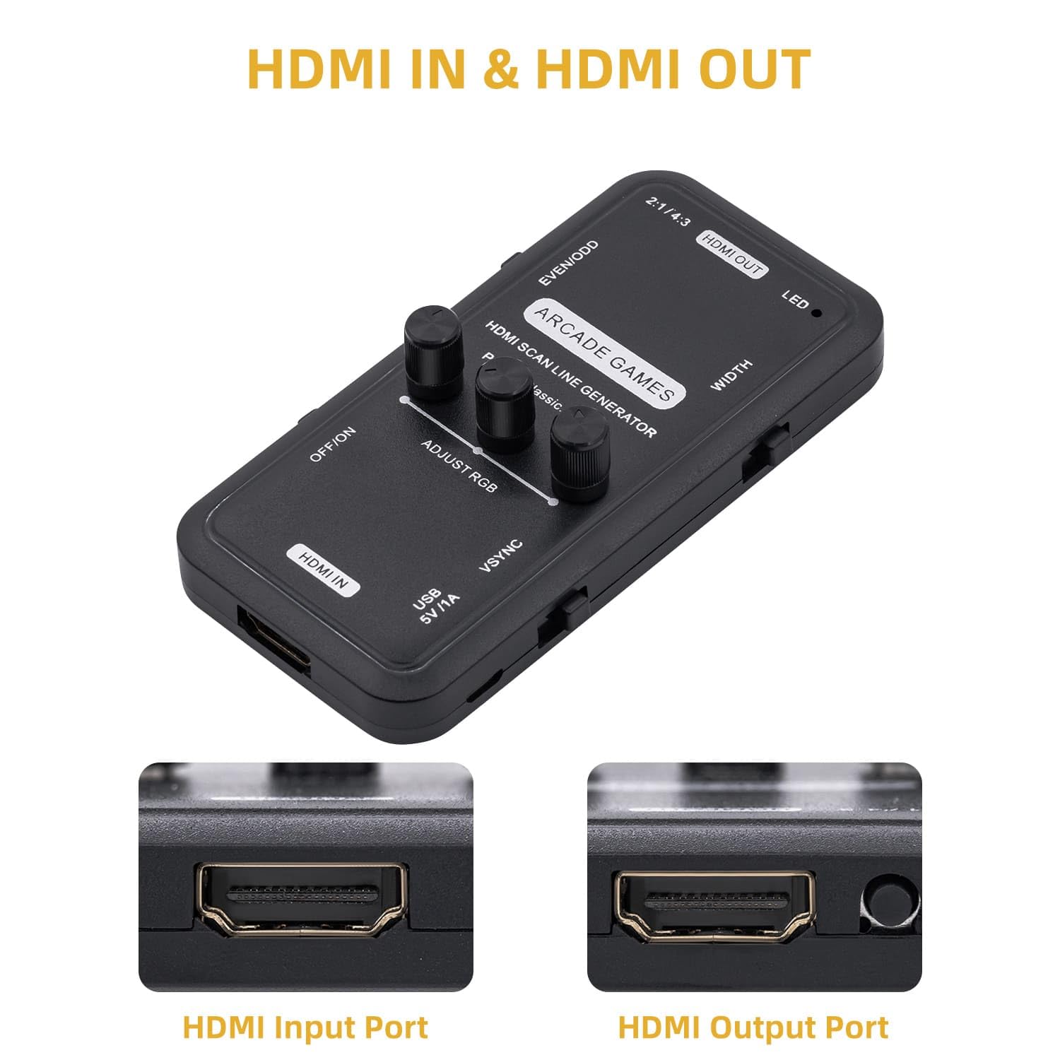 Gam3Gear HDMI Scanline Generator Portable Audio Video Output HDMI Image Scan Line Generator Function Board for All Retro Games/Gamers/Mame/Arcade Game/Emulator