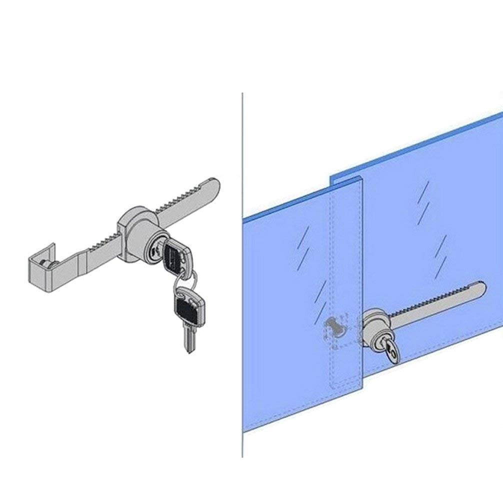 Sissinda Sliding Glass Door Lock Display Case Lock Ratchet Lock with Chrome Finish, Security, Keyed Alike Showcase Display (2 PC)