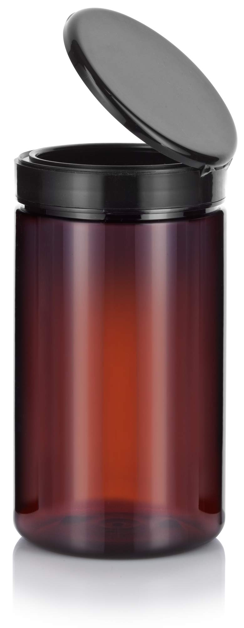 JUVITUS Amber Large 32 oz PET Plastic (BPA Free) Refillable Jar with Black Flip Top Cap - (3 pack)
