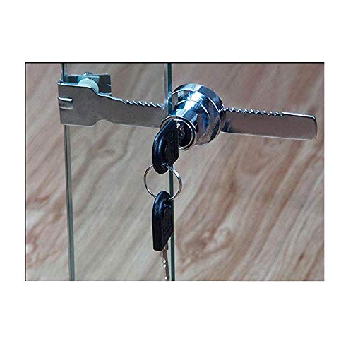 2 Pcs Glass Cabinet Lock, Display Case Wine Cabinet Lock Security,Showcase Lock with Chrome Finish, Keyed Alike,Glass Display Case Lock