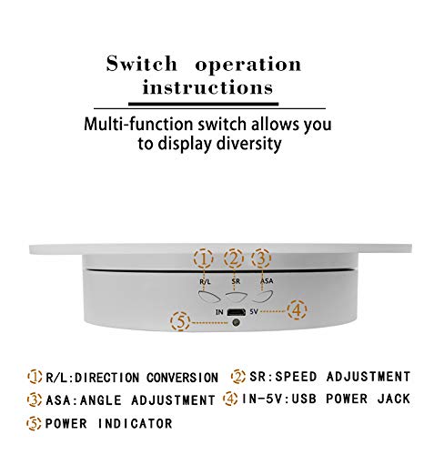 JAYEGT Motorized Rotating Display Stand, 7.87inch /17.6lbs Load, 360 Degree Electric Rotating Turntable for Photography Products, Jewelry, 3D Model,with 5 Colors Backgrounds - White