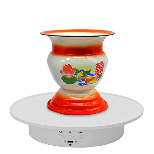 JAYEGT Motorized Rotating Display Stand, 7.87inch /17.6lbs Load, 360 Degree Electric Rotating Turntable for Photography Products, Jewelry, 3D Model,with 5 Colors Backgrounds - White