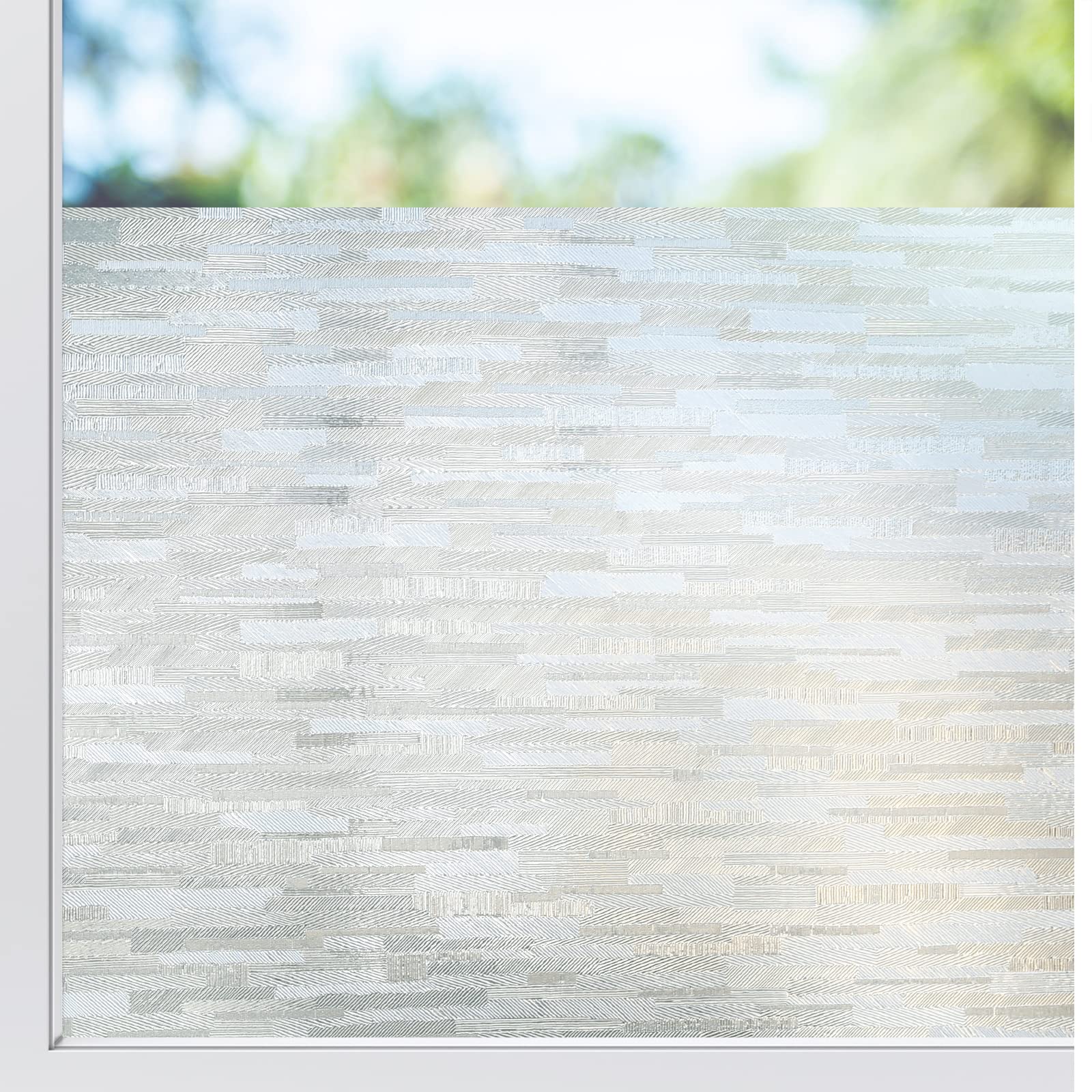 rabbitgoo Window Privacy Film, No Glue Frosted Glass Film, Static Cling UV Blocking Non Adhesive Reusable Heat Control Window Vinyl Clings for Home, Office, Frosted Silk, 17.5 x 78.7 Inches