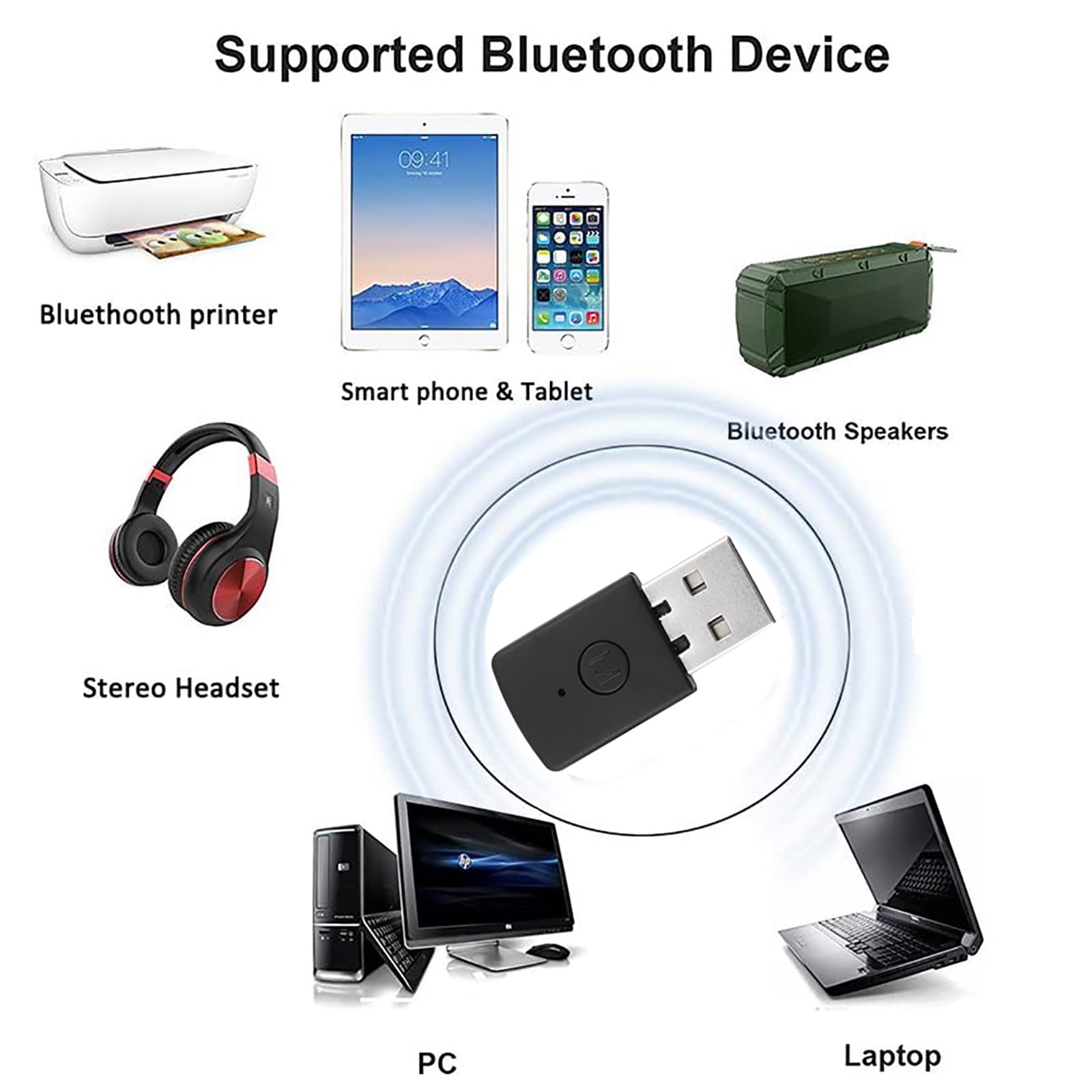 Mini Wireless USB Dongle Adapter, Bluetooth Dongle Receiver and Transmitters Connect to Any Bluetooth Audio Device Plug into for PS4 USB Slot for Desktop, Laptop, Notebook