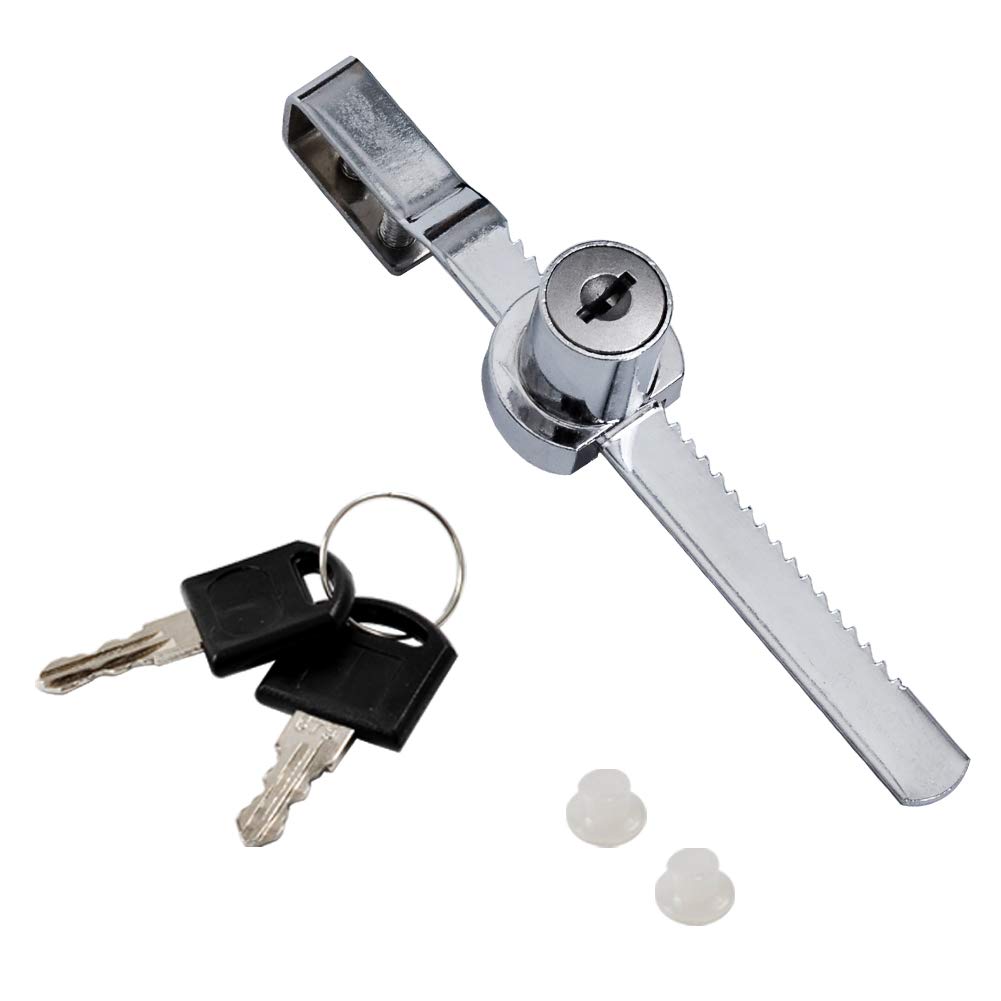 Sissinda Sliding Glass Door Lock Display Case Lock Ratchet Lock with Chrome Finish, Security, Keyed Alike Showcase Display (2 PC)