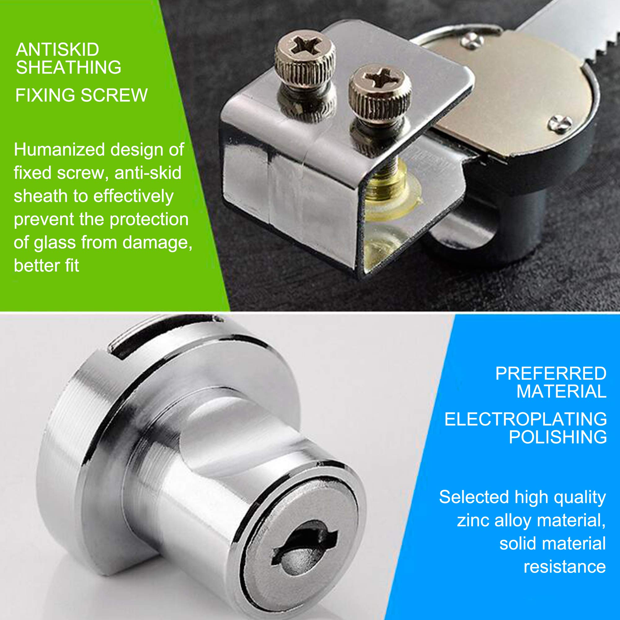 2 Pcs Glass Cabinet Lock, Display Case Wine Cabinet Lock Security,Showcase Lock with Chrome Finish, Keyed Alike,Glass Display Case Lock