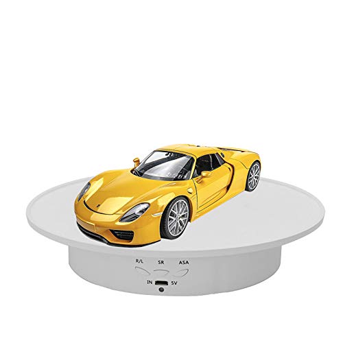 JAYEGT Motorized Rotating Display Stand, 7.87inch /17.6lbs Load, 360 Degree Electric Rotating Turntable for Photography Products, Jewelry, 3D Model,with 5 Colors Backgrounds - White
