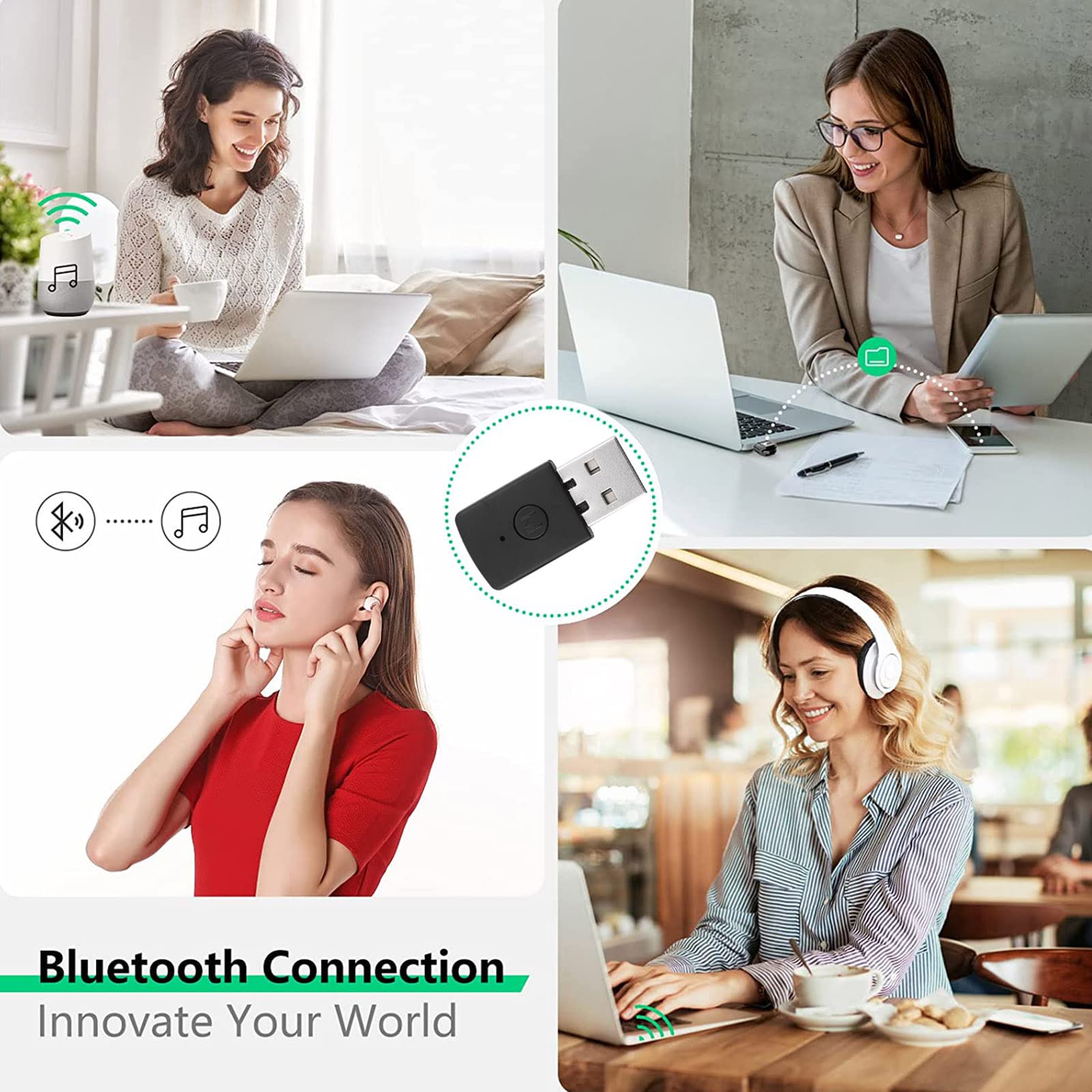 Mini Wireless USB Dongle Adapter, Bluetooth Dongle Receiver and Transmitters Connect to Any Bluetooth Audio Device Plug into for PS4 USB Slot for Desktop, Laptop, Notebook