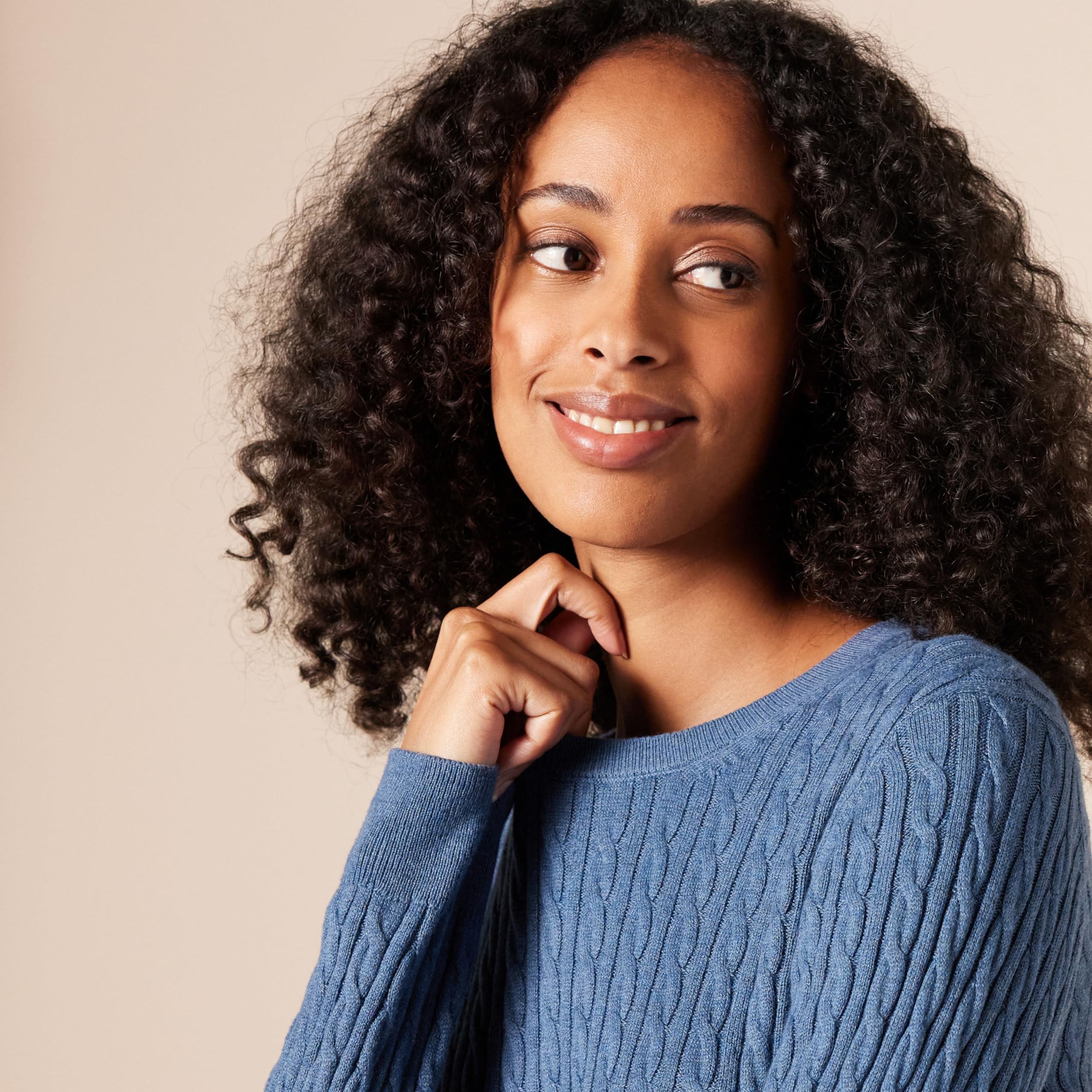 Amazon Essentials Women's Lightweight Long-Sleeve Cable Crewneck Sweater (Available in Plus Size), Blue Heather, X-Large