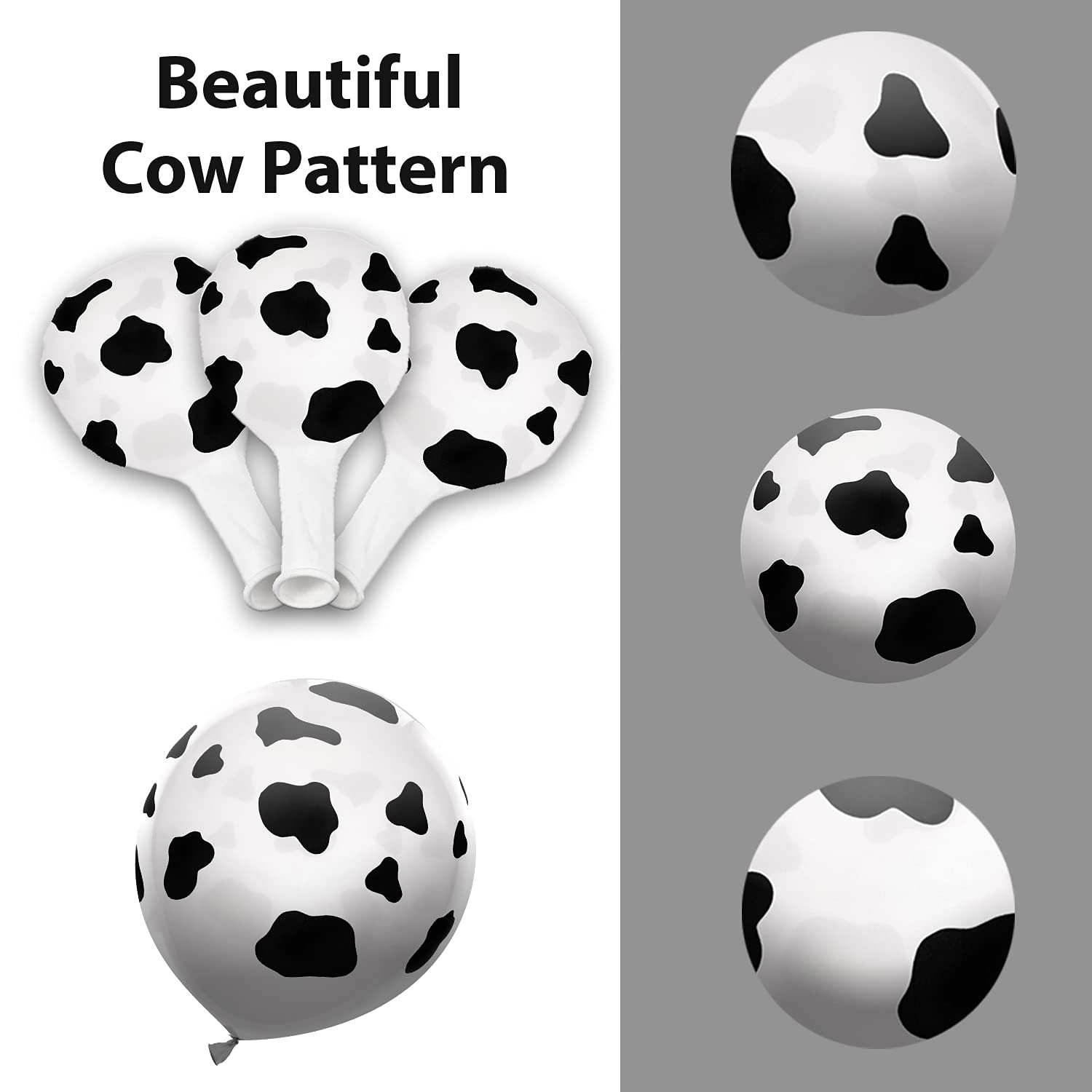 Latex Cow Print Balloons - Birthday Party balloons, Farm Theme, Party Supplies (12)