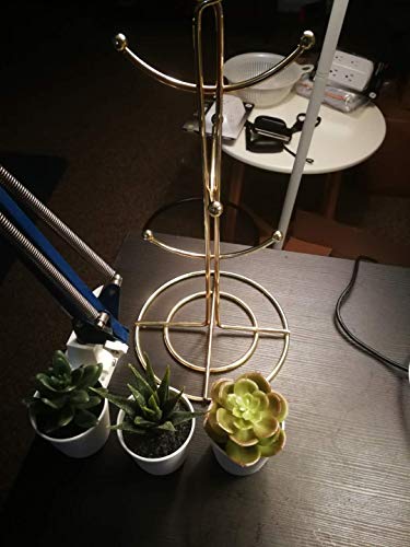 RomanticDesign 6 Holder, Countertop Mug Tree, 6 Hook Coffee Cup Dryer Kitchen Coffee Mug Tree Countertop Tea Cups Holder Stand,Gold