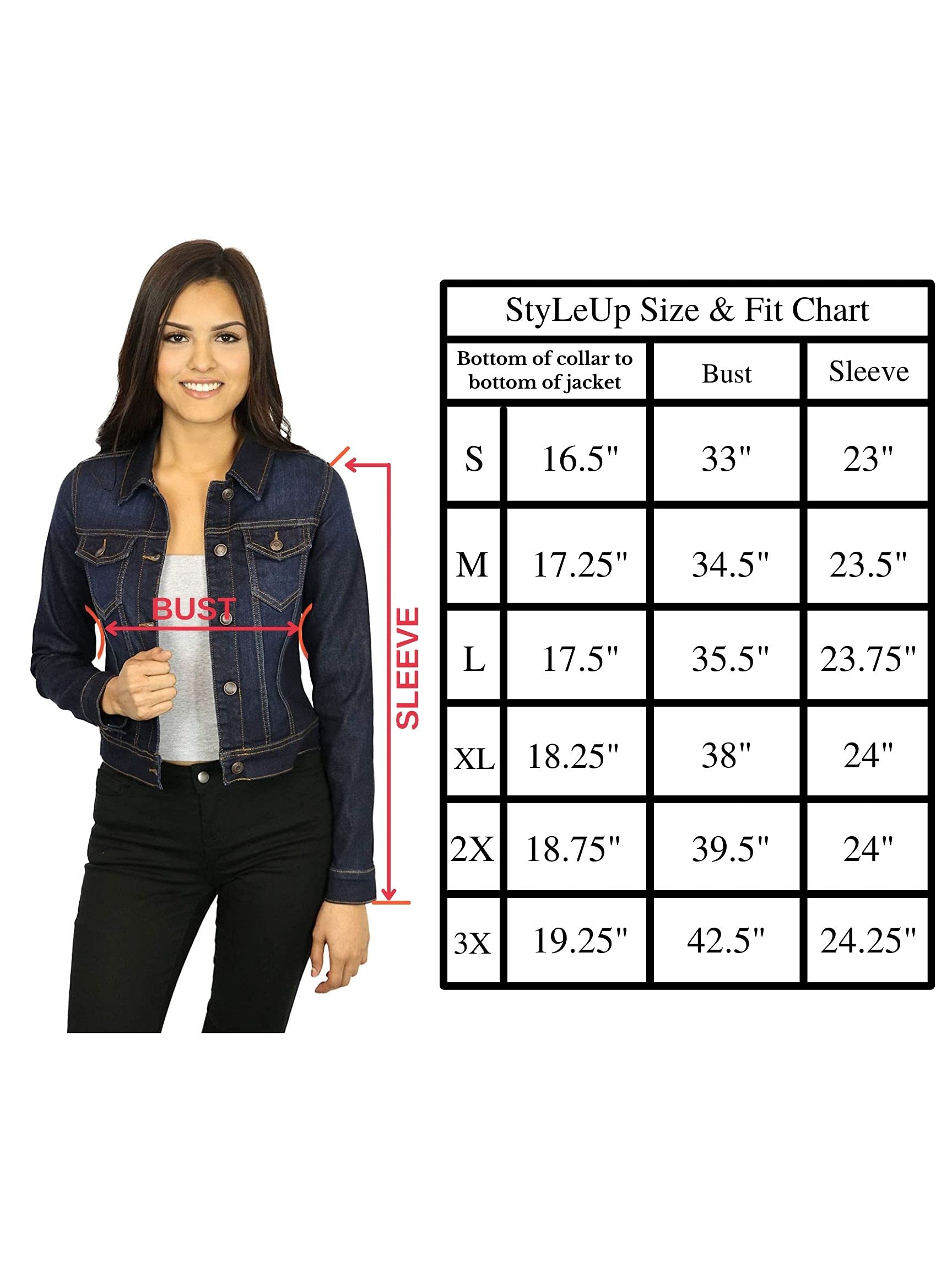 StyLeUp Women's Classic Casual Vintage Denim Jean Jacket/Vest Regular & PLUS Size (90017 WH 3X)