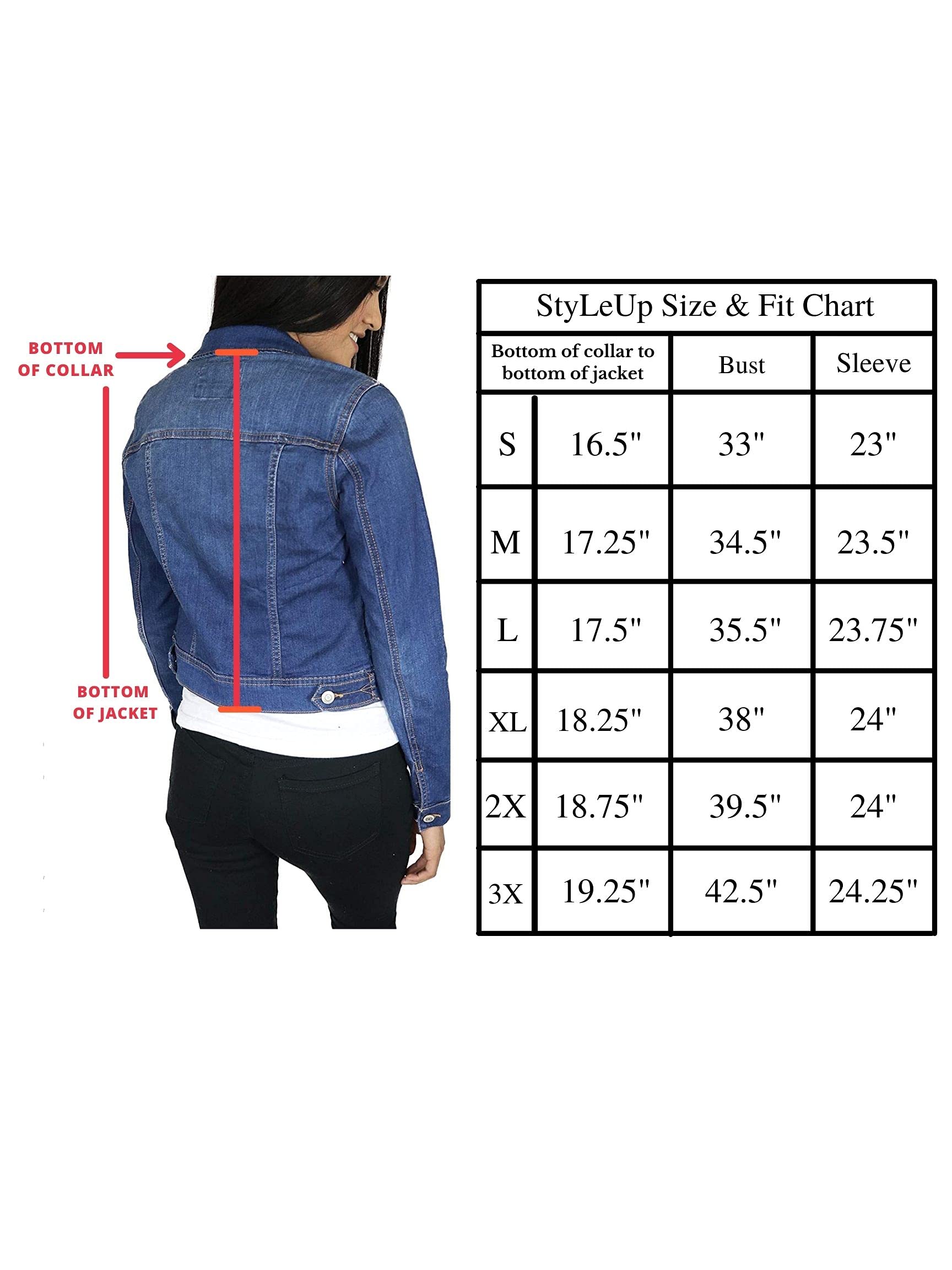 StyLeUp Women's Classic Casual Vintage Denim Jean Jacket/Vest Regular & PLUS Size (90017 WH 3X)