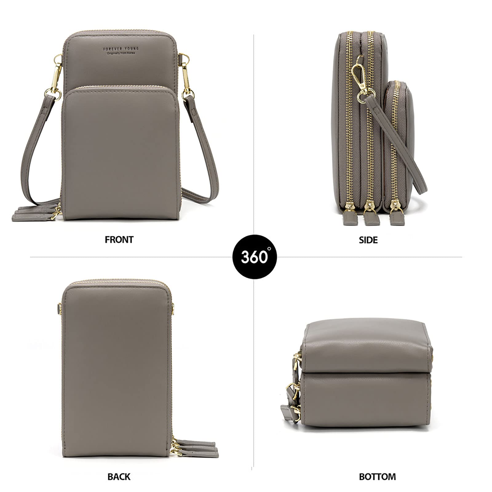 myfriday Small Crossbody Cell Phone Bag for Women, Mini Over Shoulder Handbag Purse with Credit Card Slots