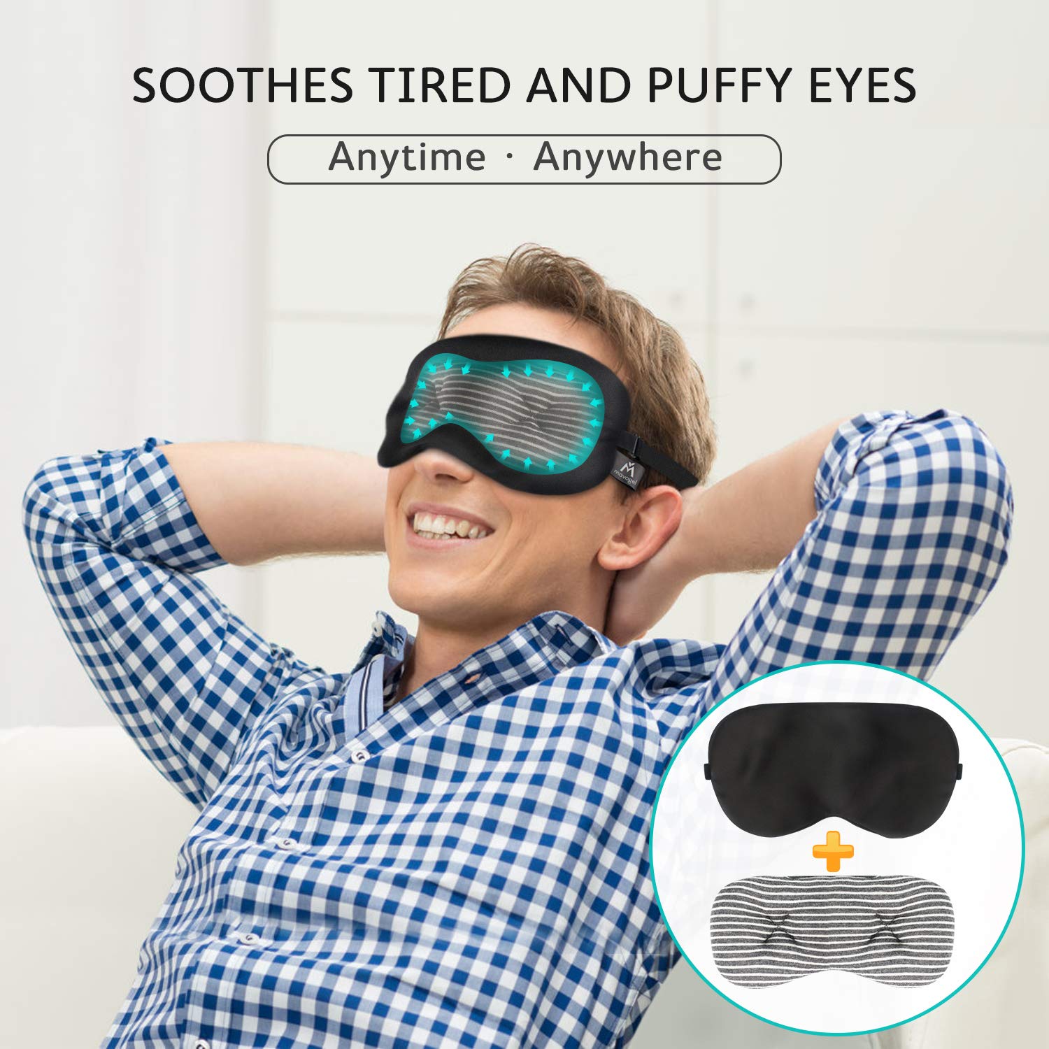 Mavogel Weighted Eye Mask for Sleeping - Weighted Sleep Mask with Removable Eye Pillow, Cooling Eye Mask for Men Women Black