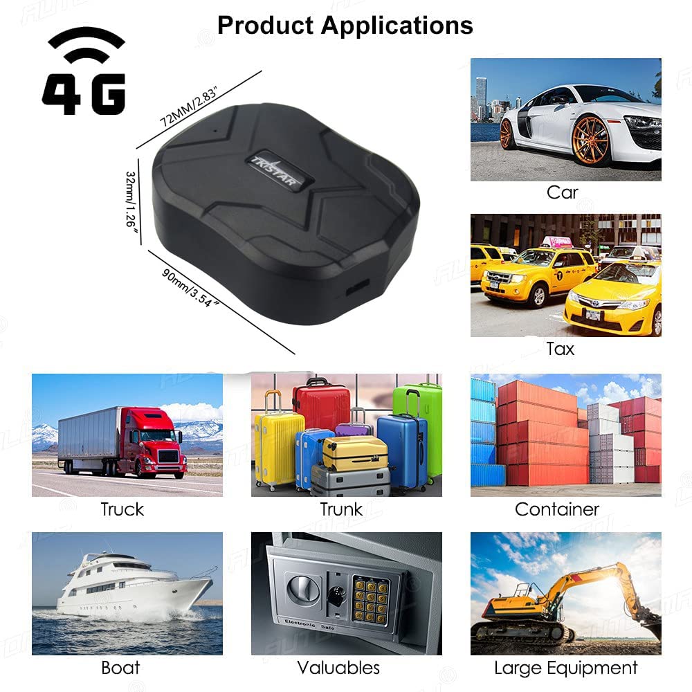 TKSTAR 4G GPS Tracker for Vehicles Hidden 10000mAh Car Tracker with Strong Magnet Real-time Anti-Theft Vehicle Tracking Device for Car/Motorcycle/Truck/Boat/Fleets-4G TK905B