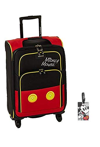American Tourister Disney Mickey Mouse Pants Softside Spinner 21 with Matching ID Tag