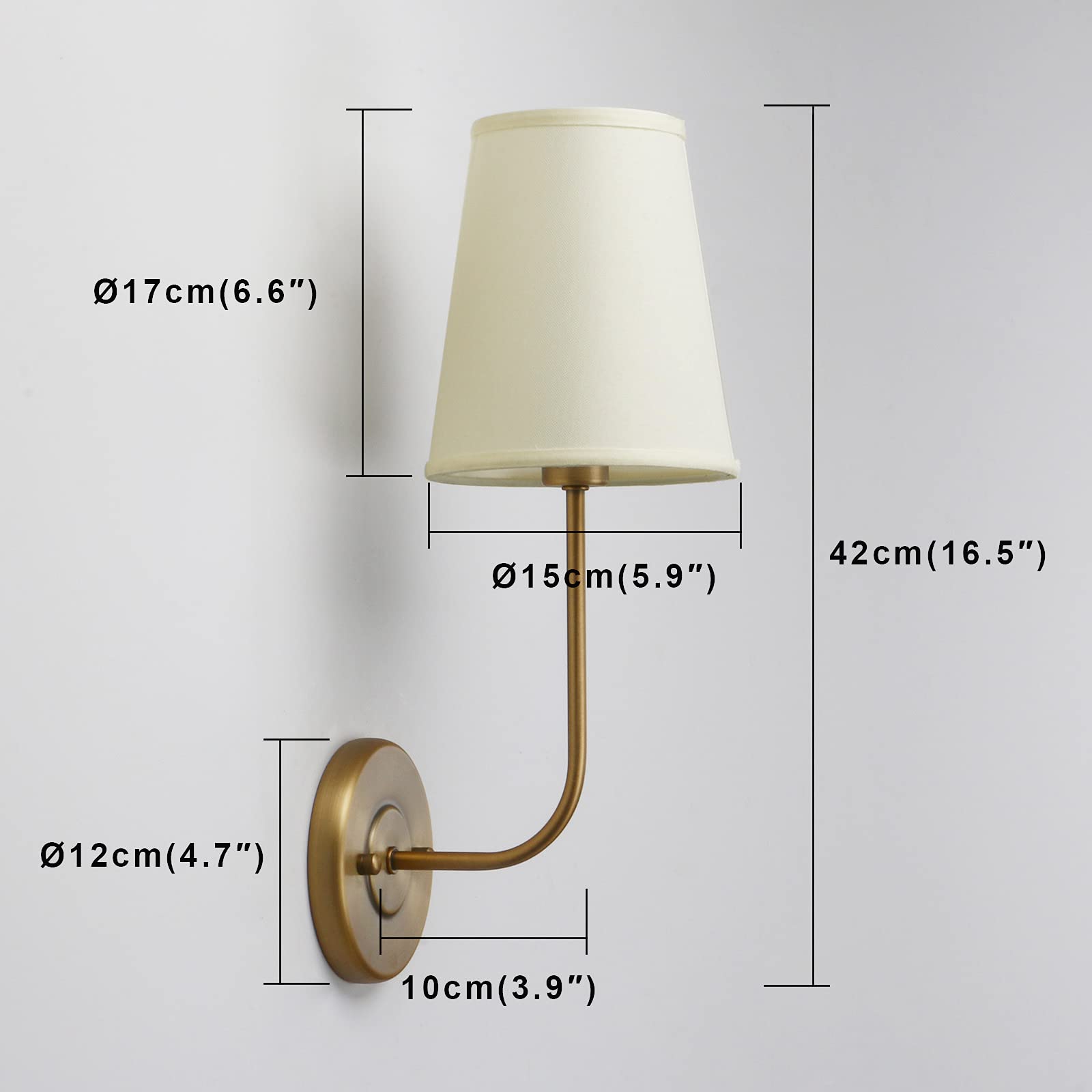 Pathson Set of 2 Rustic Wall Sconces with Light-Yellow Fabric Shade Not Pure White, Bathroom Vanity Lights Modern Wall Sconce Lighting for Bedroom Living Room (Antique)