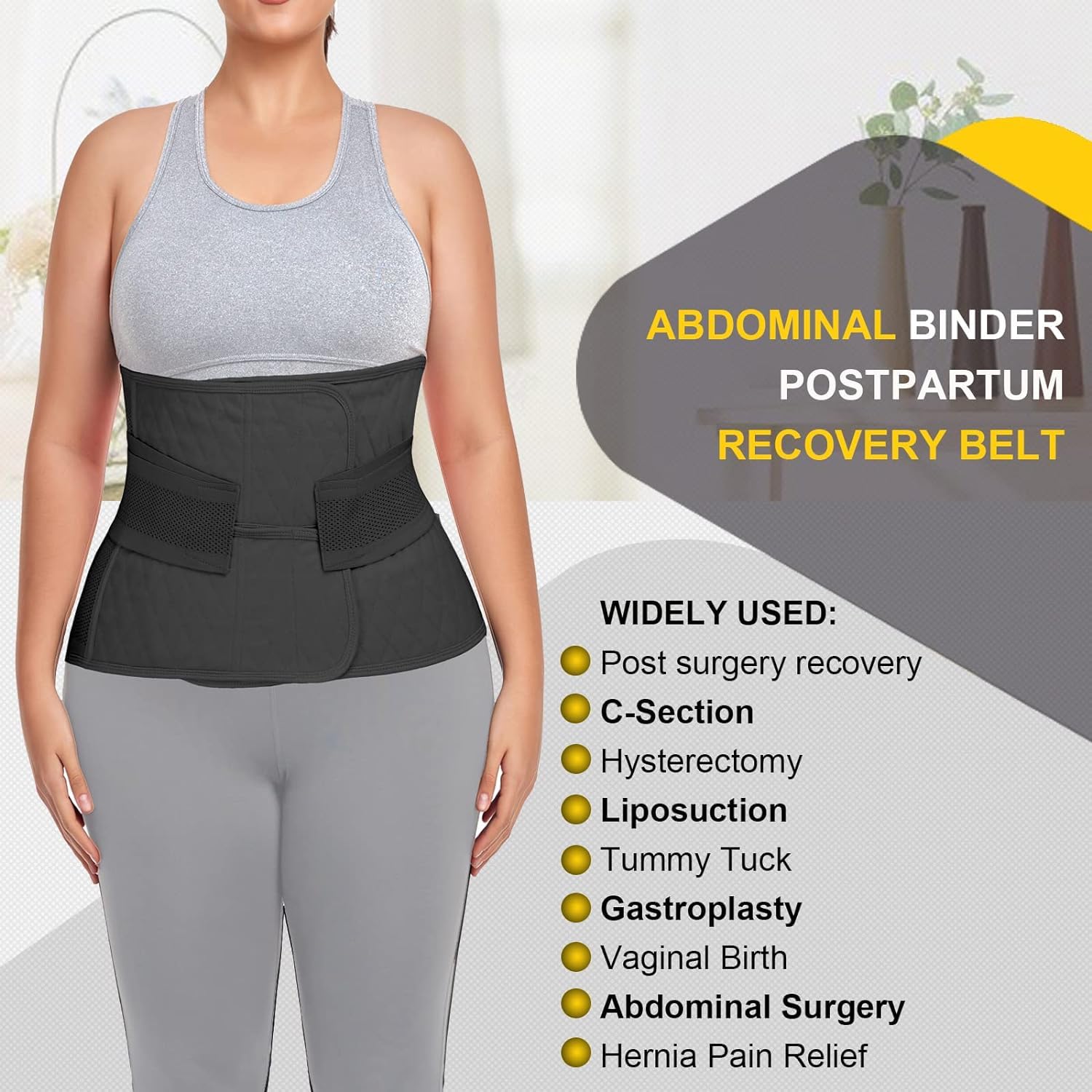 QEESMEI Women's Waist Trainer Postpartum Belly Band Abdominal Binder Post Surgery