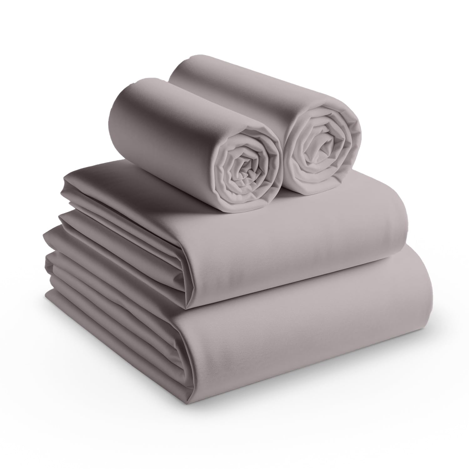 Bunny's Home 4 Piece Full Bed Sheet Set Egyptian Cotton Light Grey Full Size Sheet Set Breathable Sheets Extra Deep Pocket Full Sheets Fits 17 Inch Deep Mattress Machine Washable Cooling Sheets