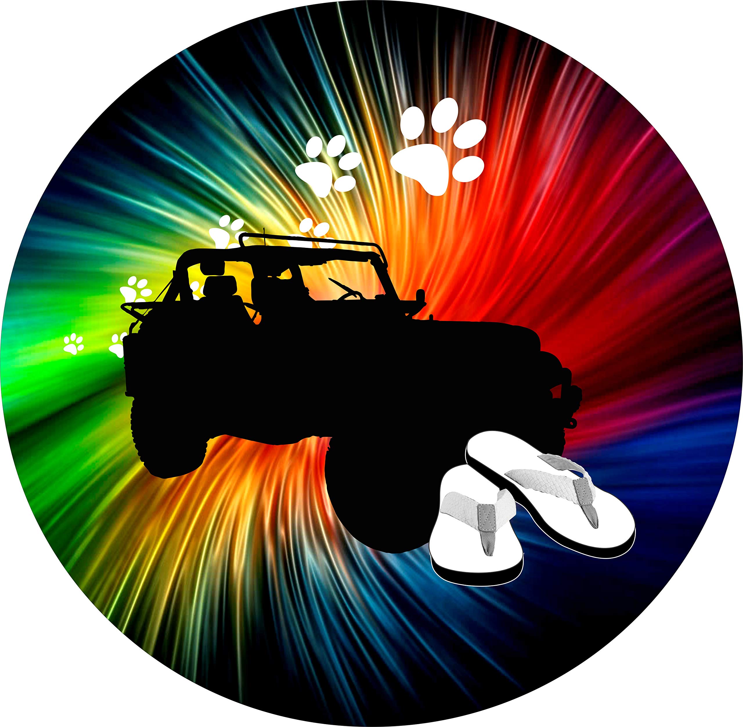 Tire Cover Central Flip Flop Swirl 4x4 pet paw Print Spare Tire Cover (Custom Made to Your tire Size-See menu)