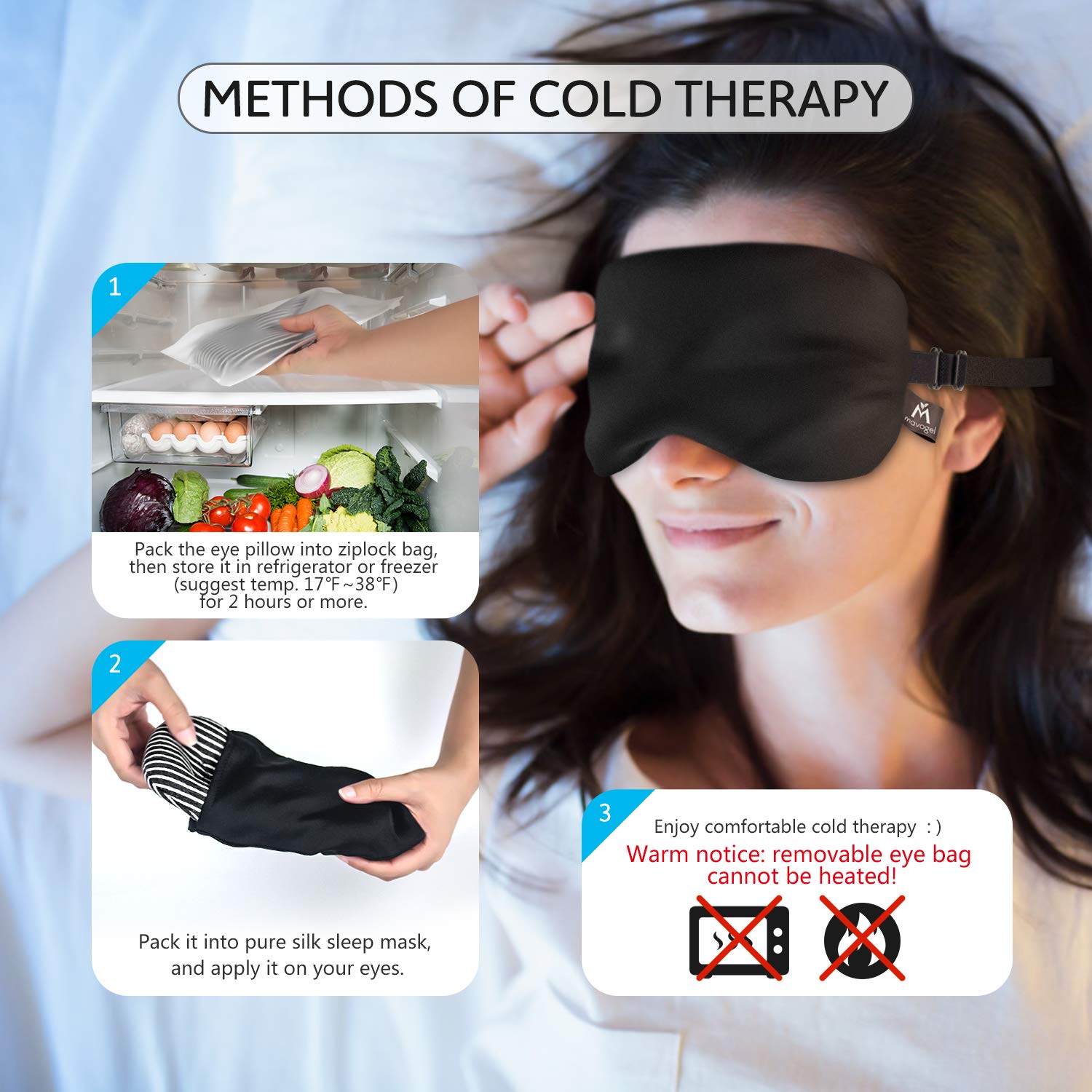 Mavogel Weighted Eye Mask for Sleeping - Weighted Sleep Mask with Removable Eye Pillow, Cooling Eye Mask for Men Women Black