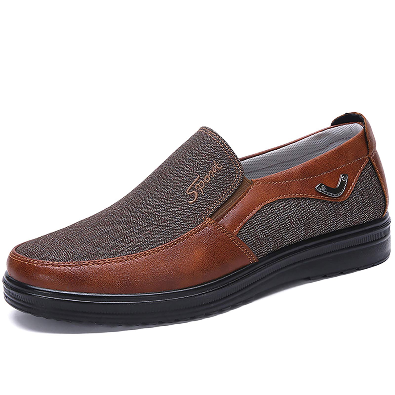 COSIDRAM Mens Loafer Casual Shoes Canvas Lightweight Driving Travel Walking Shoes Soft Slip on Brown 12