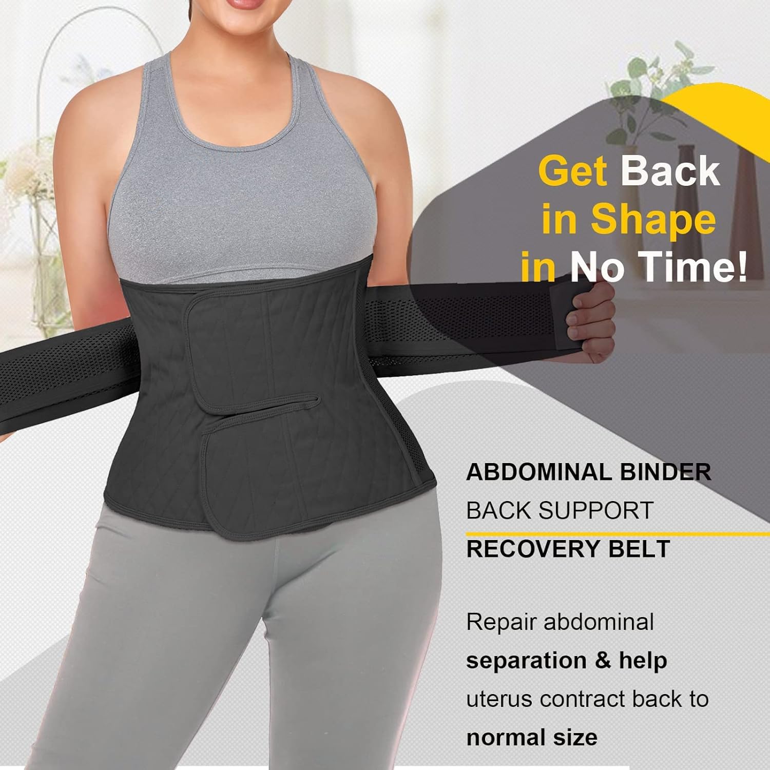 QEESMEI Women's Waist Trainer Postpartum Belly Band Abdominal Binder Post Surgery