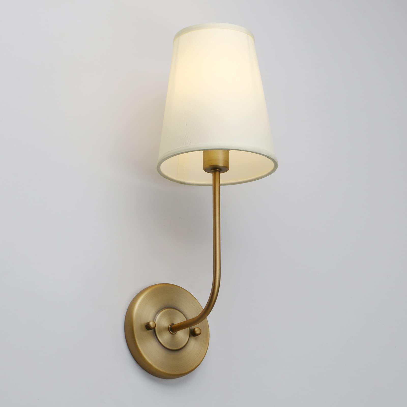 Pathson Set of 2 Rustic Wall Sconces with Light-Yellow Fabric Shade Not Pure White, Bathroom Vanity Lights Modern Wall Sconce Lighting for Bedroom Living Room (Antique)