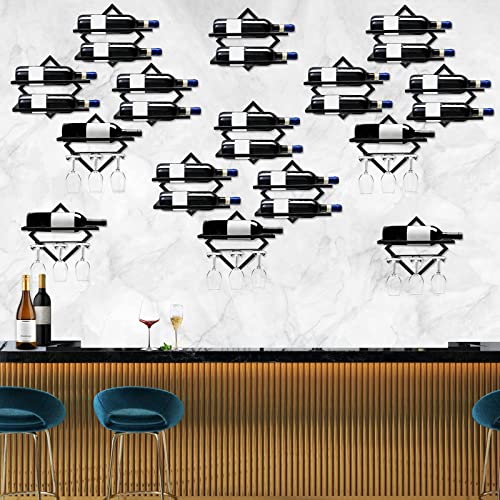 2 Style Metal Wall Mounted Wine Holder, Upgrade Foldable Hanging Wall Wine Rack Organizer for 2 Liquor Bottles, Red Wine Bottle Display Hanger with Screws for Home Kitchen Bar Wall Décor