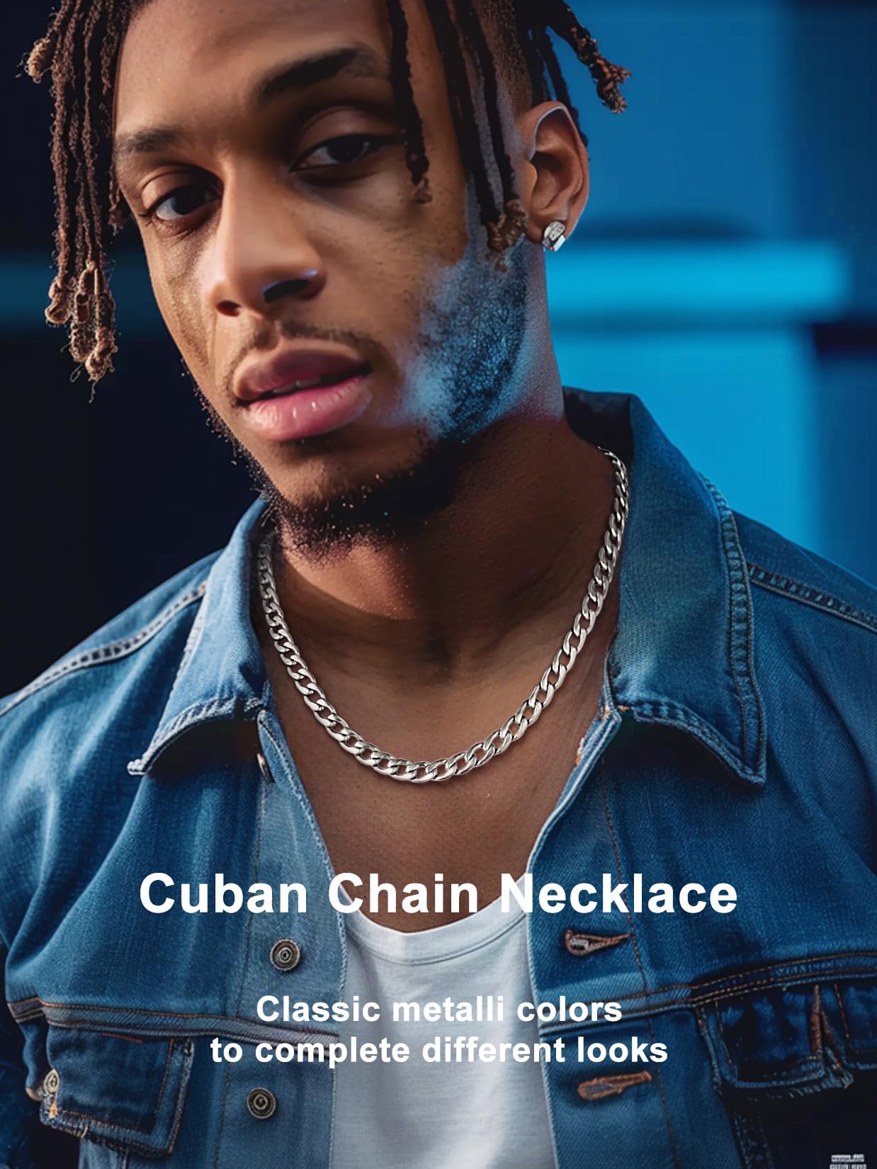 Silver Curb Chain 9mm Chain Stainless Steel Choker Necklace Mens Father's Day Gift